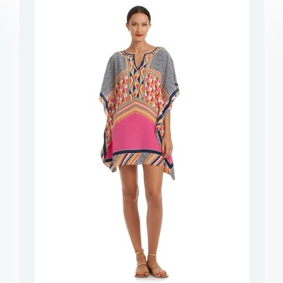 Trina Turk | Dresses | Trina Turk Silk Geometric Print Caftan Tunic Top ...